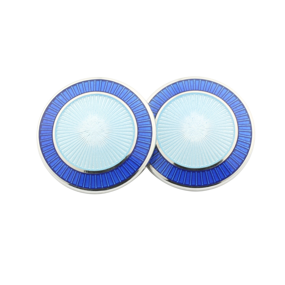 double circle blue/light blue enamel sterling silver cufflinks – Longmire